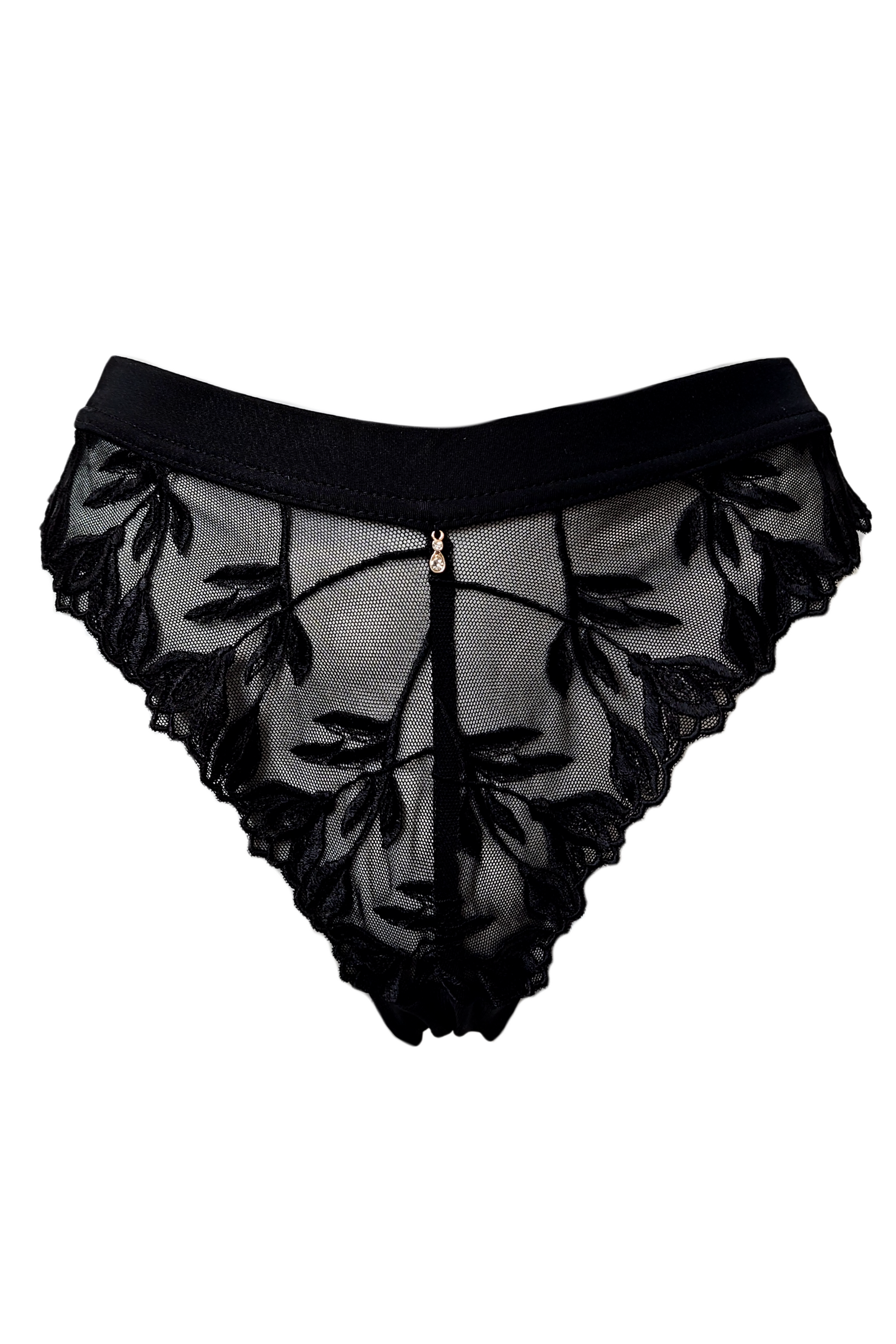 Aria regular waist lacy panties in black